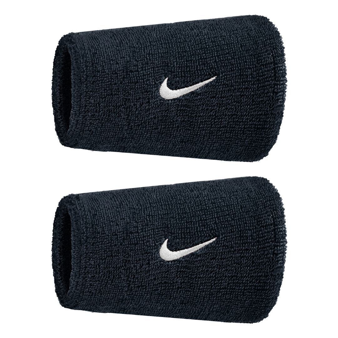 Nike Swoosh Classic Doublewide Wristbands 2-Pack Black/White - TennisXpert
